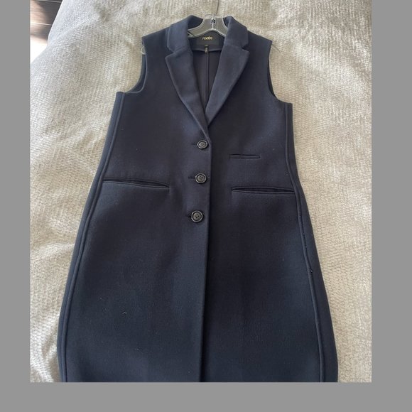 Maje | Jackets & Coats | Maje Navy Wool Coat Vest | Poshmark